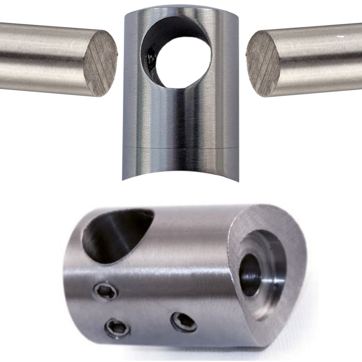 E00693200 Round Bar Holder Connector For Round Newel Post - Stainless ...
