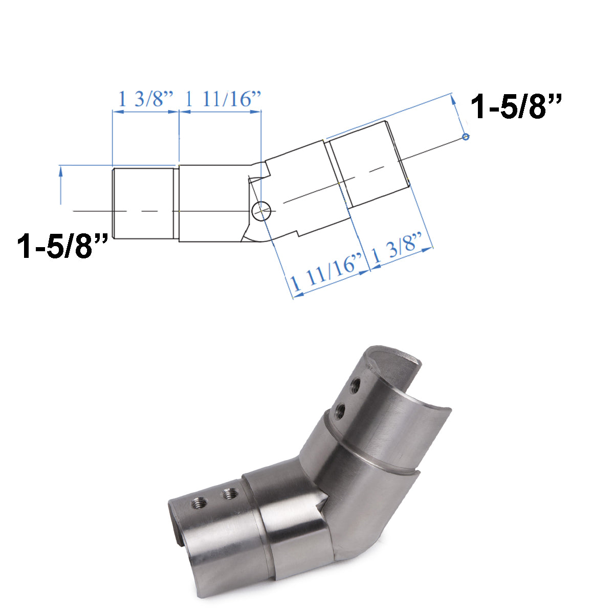 E1510100 Stainless Steel Cap Railing Upward Connector - Stainless Stair ...