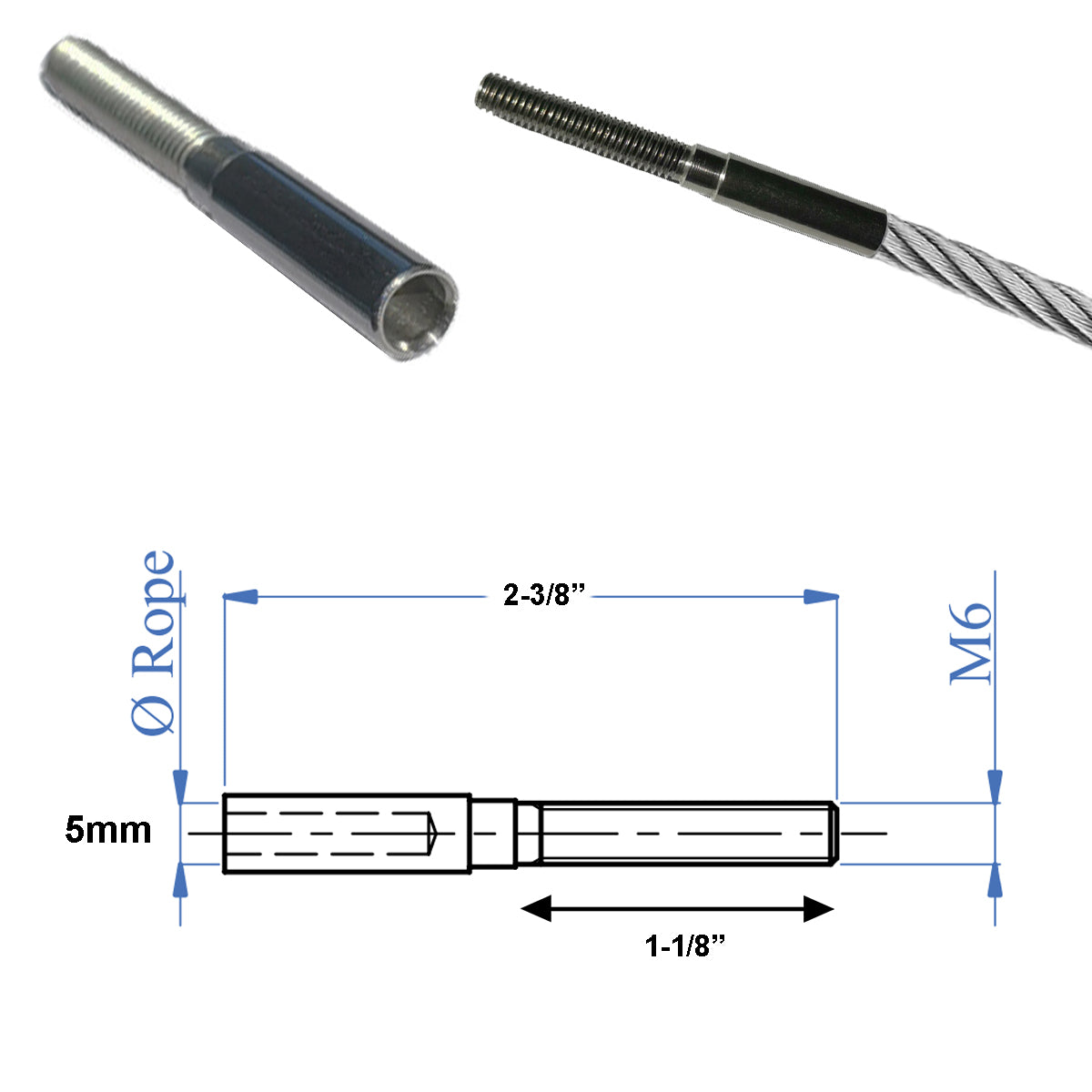 ETM05DX Stainless Steel Cable Threaded Terminal (Right) - Stainless ...