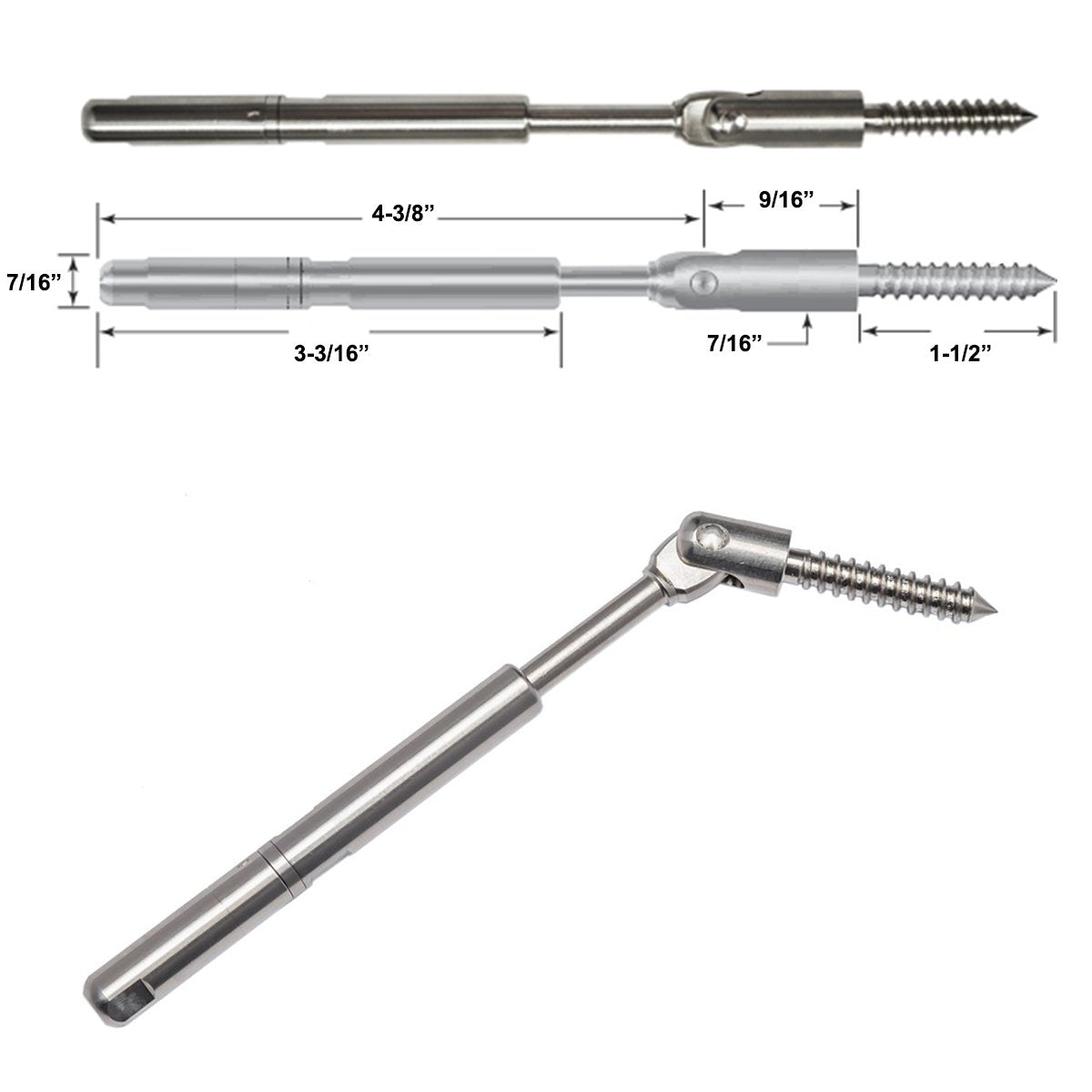 Swagless Adjustable Cable Tensioner for Angled Surface Mount ...