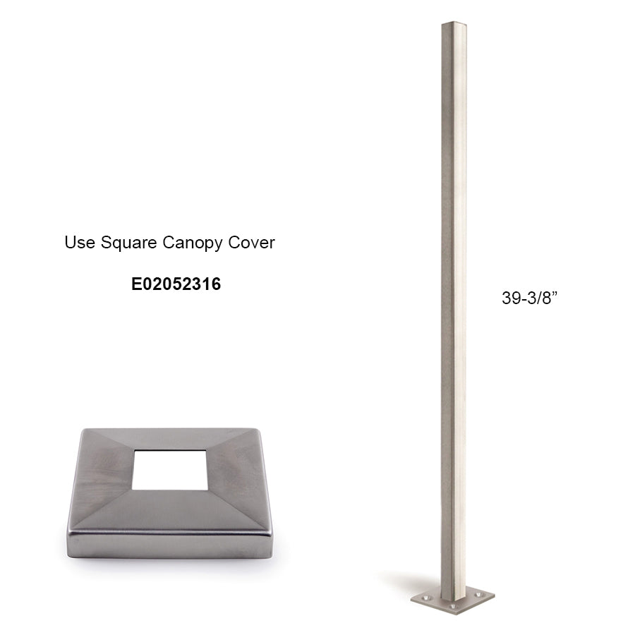 E0032 Floor Mount Stainless Steel Square Newel Post - Stainless Stair ...