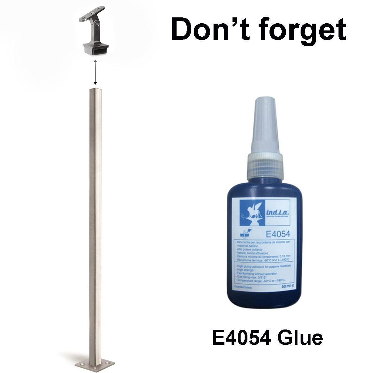 E037700 Adjustable Square Railing Handrail Support for Rake - Stainless ...