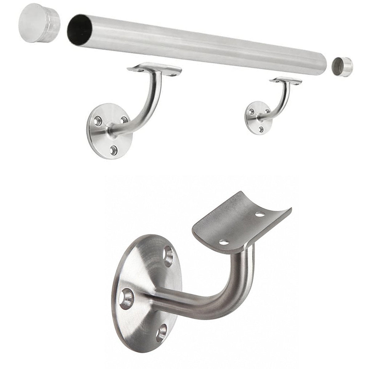 E459 Rigid Handrail Support Bracket for Round Rail - Stainless Stair ...