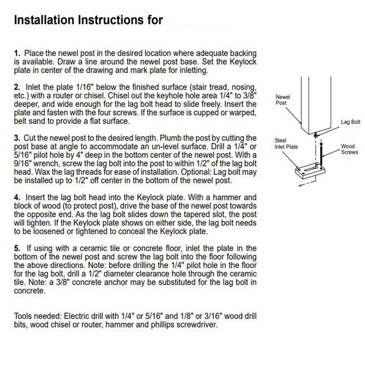 KeyLOCK Wood Newel Post Fastener Kit - Stainless Stair Parts ...