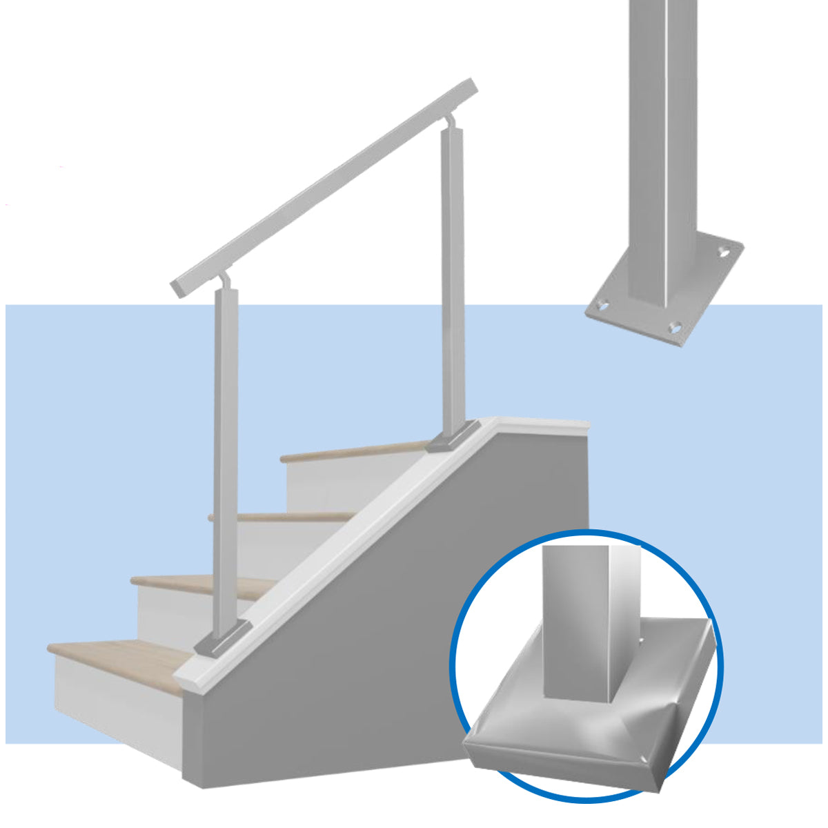 E0032/37/K Angled Knee Wall Square Newel Post - Stainless Stair Parts ...