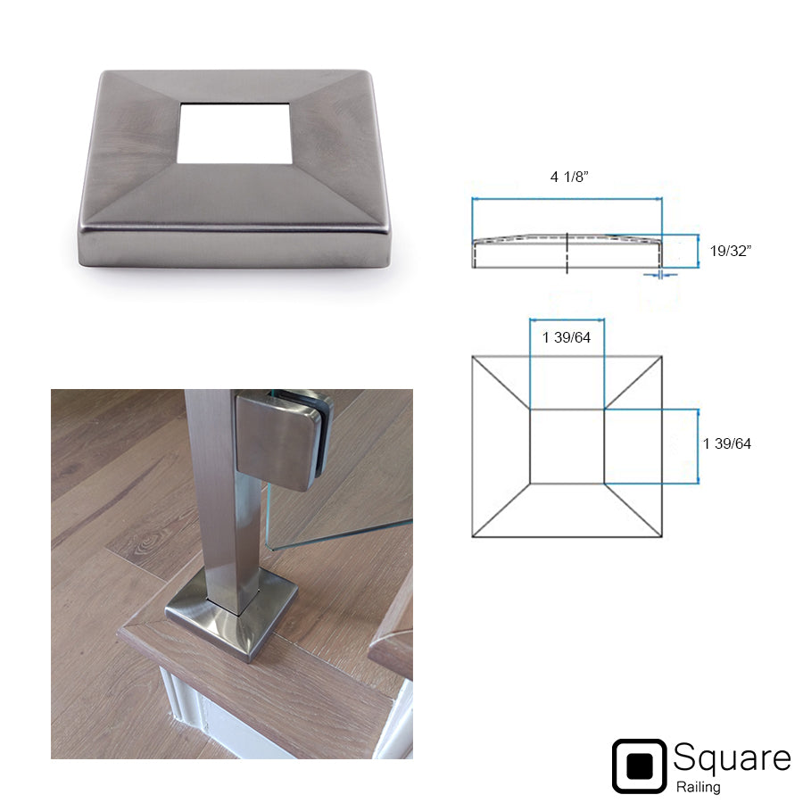 E0032 Floor Mount Stainless Steel Square Newel Post - Stainless Stair ...