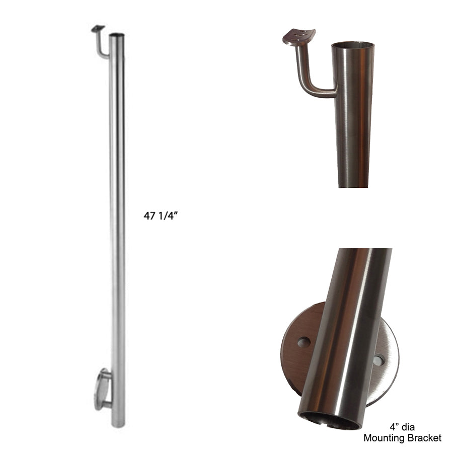 E0045 Wall/Side Mount Stainless Steel Newel Post with Handrail Support ...